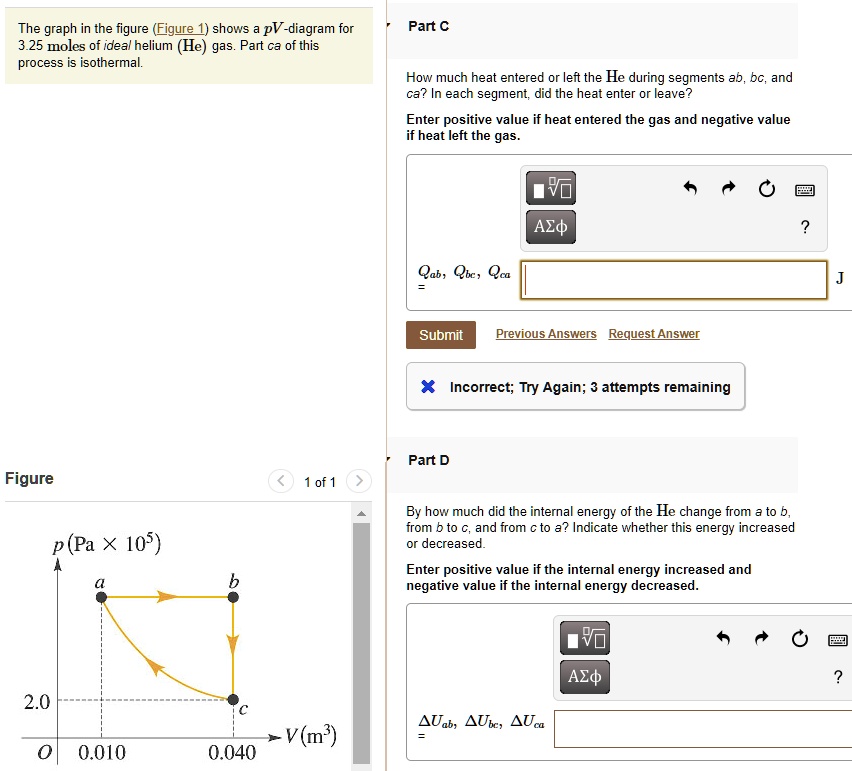 The graph in the figure (Figure 1) shows a pV-diagram for 3.25 moles of ...