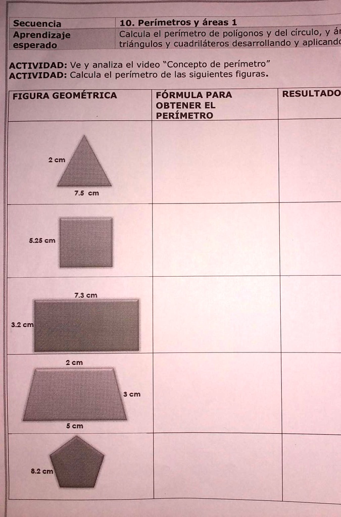SOLVED: calcula el perímetro de las siguientes figuras Secuencia 10 ...