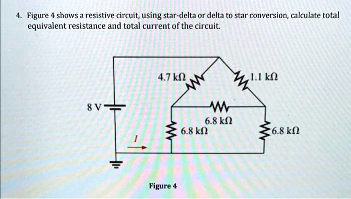 4. Figure 4 shows a resistive circuit, using star-delta or delta to ...