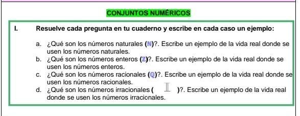 SOLVED: por favor ayúdeme con esto CONJUNTOS NUMÉRICOS Resuelve cada ... SOLVED: por favor ayúdeme con esto CONJUNTOS NUMÉRICOS Resuelve cada ...