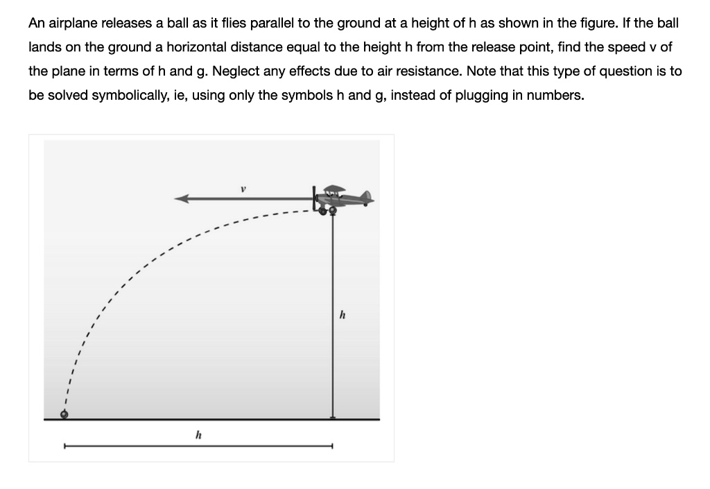 SOLVED: An airplane releases a ball as it flies parallel to the ground ...