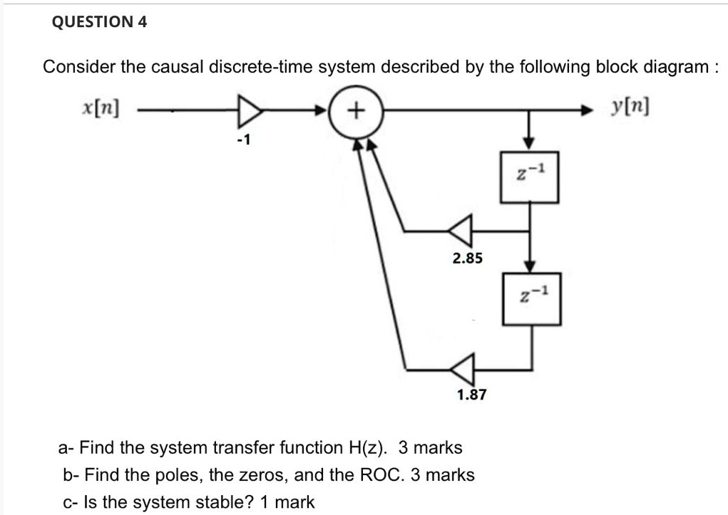 SOLVED: QUESTION4 Consider the causal discrete-time system described by the following block ...