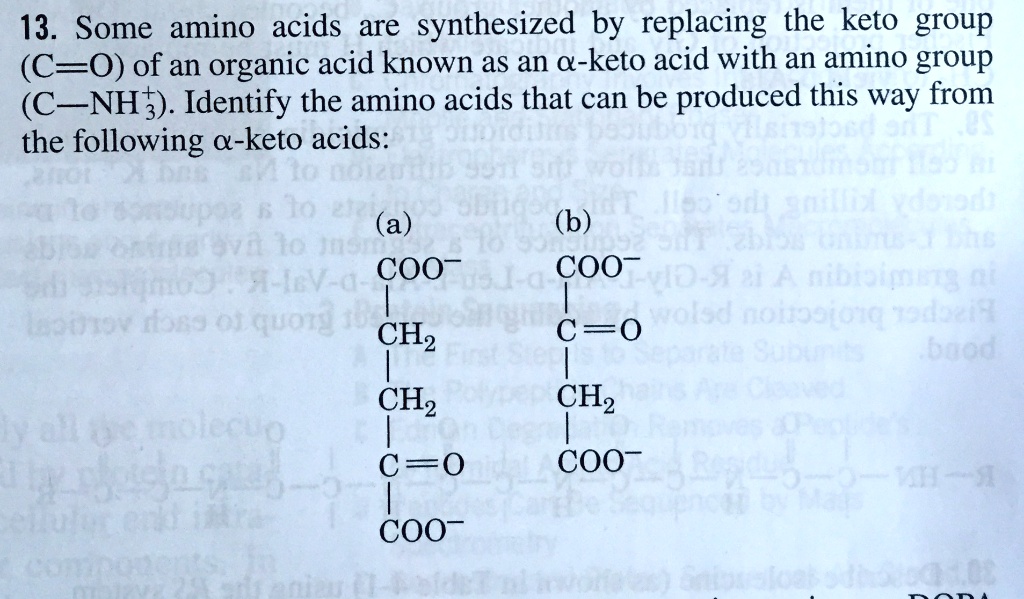 SOLVED: 13. Some amino acids are synthesized by replacing the keto group (CO) of an organic acid ...