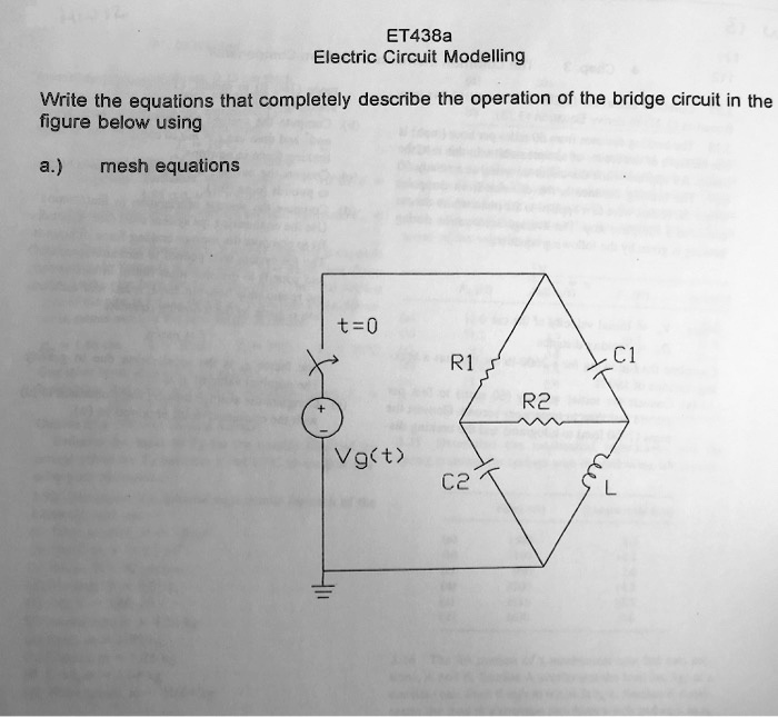 SOLVED: ET438a Electric Circuit Modelling Write the equations that ...
