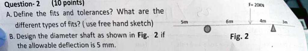 SOLVED: Solve Part B Question 2 (10 points): A. Define the fits and tolerances. What are the ...