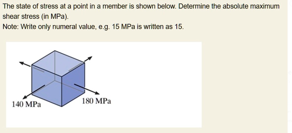 The state of stress at a point in a member is shown below. Determine ...