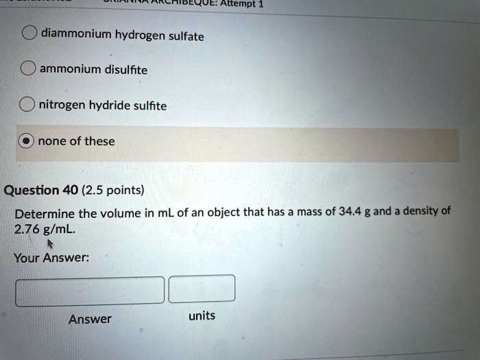 SOLVED:Leend EQUE: Attempt 1 diammonium hydrogen sulfate ammonium ...