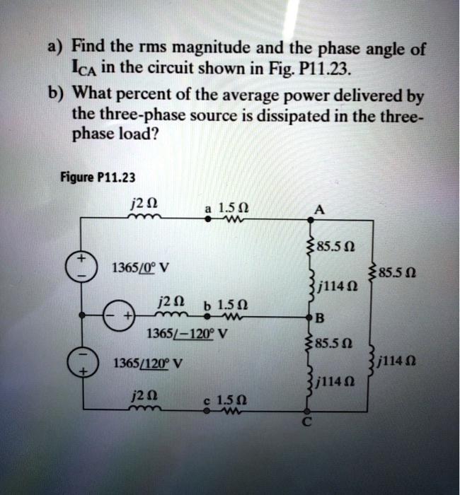 SOLVED: a) Find the rms magnitude and the phase angle of IcA in the ...