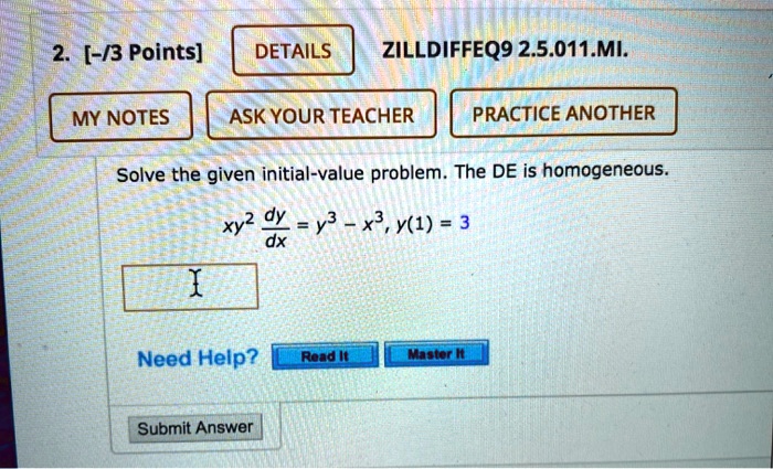 Solved 3 Points Details Zilldiffeq9 25011mi My Notes Ask Your 8113