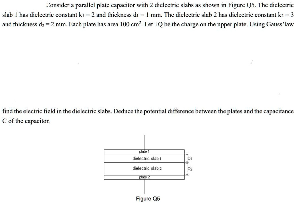 Consider a parallel plate capacitor with 2 dielectric slabs as shown in ...