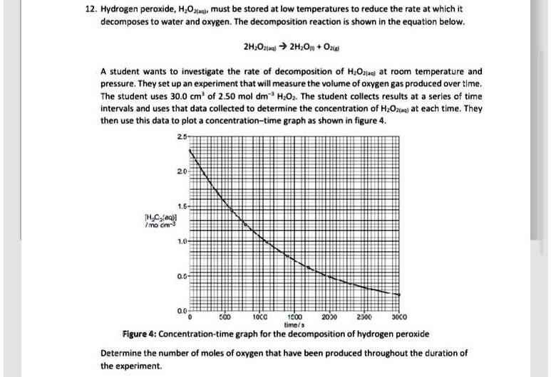 hydrogen peroxide h2o2aq must be stored at low temperatures to reduce ...