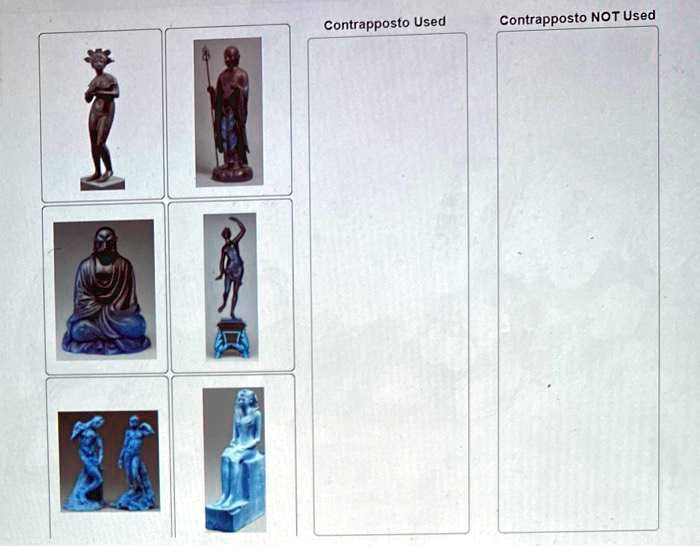 SOLVED: Determine whether contrapposto is used in the works by dragging ...