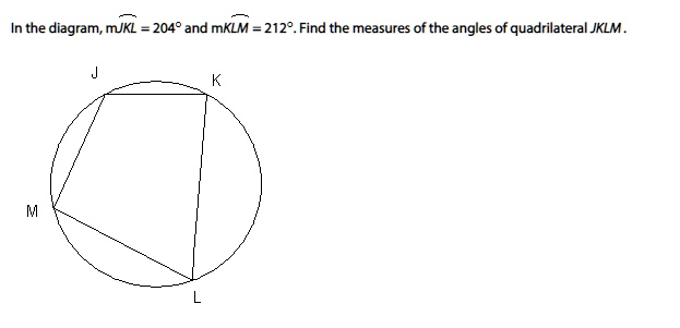 SOLVED: In the diagram, mJKL = 2048 and mKLM = 212Â°. Find the measures ...