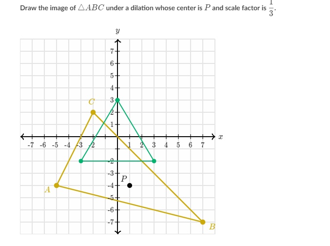 SOLVED: Draw the image of AABC under dilation whose center is Pand scale factor is 3