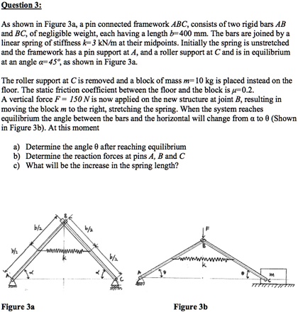 SOLVED: Question 3: As shown in Figure 3a, a pin connected framework ...