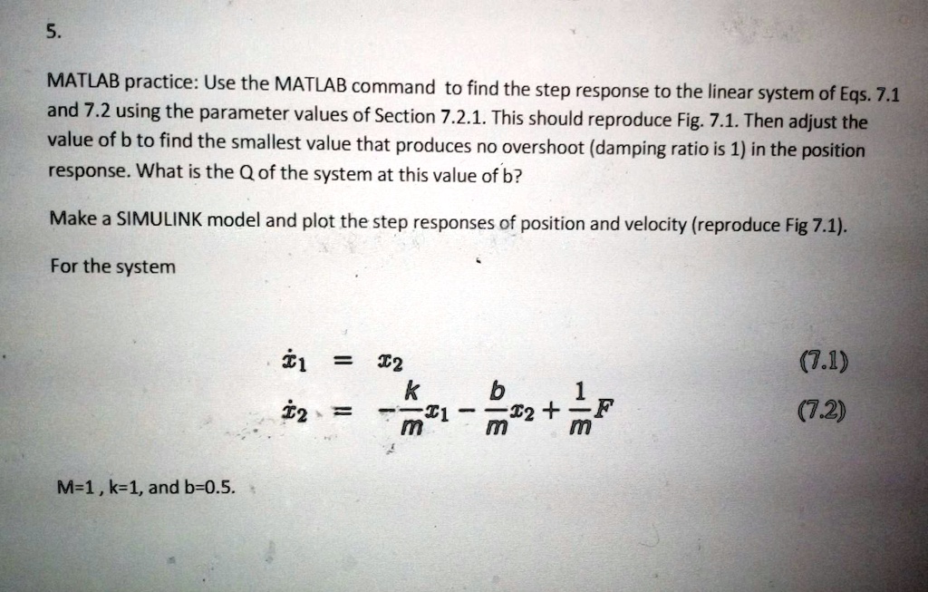 Solved Matlab Practice Use The Matlab Command To Find The Step