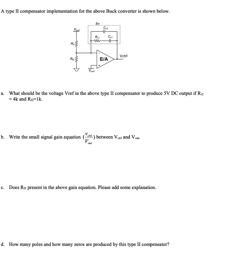 A type II compensator implementation for the above Buck converter is ...
