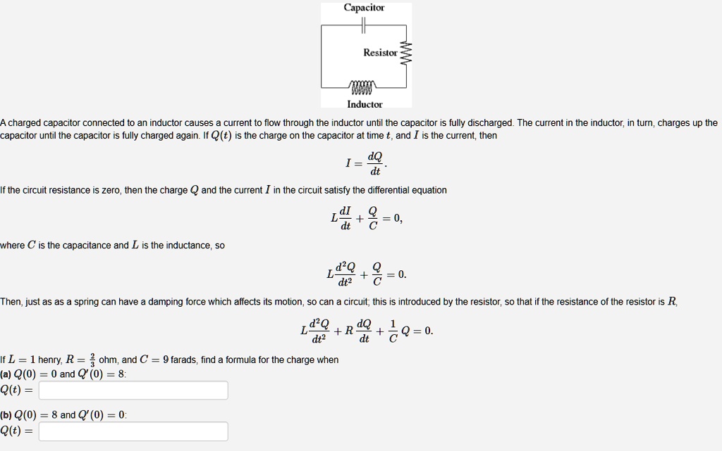SOLVED: Capacitor Resistor Inductor A charged capacitor connected to an ...
