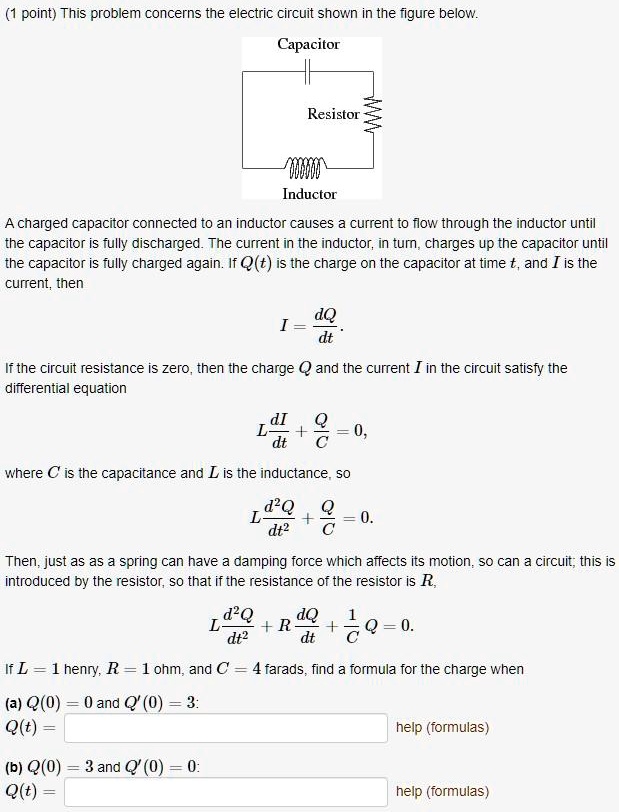 SOLVED: This problem concerns the electric circuit shown in the figure below: Capacitor Resistor ...