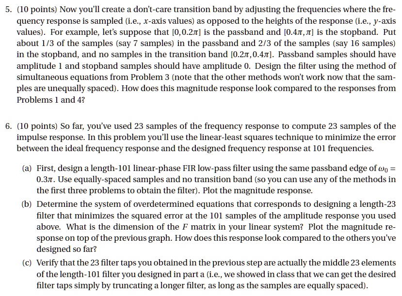 SOLVED: Text: MATLAB programming for FIR Filter Design 5. (10 points ...