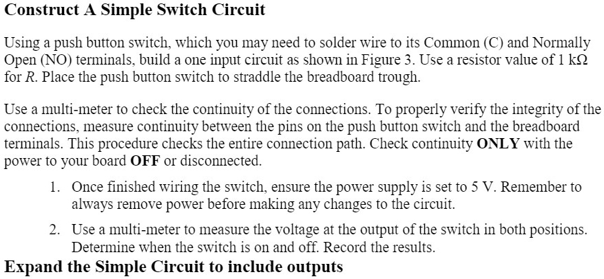 SOLVED: 'Construct A Simple Switch Circuit Using a push button switch ...
