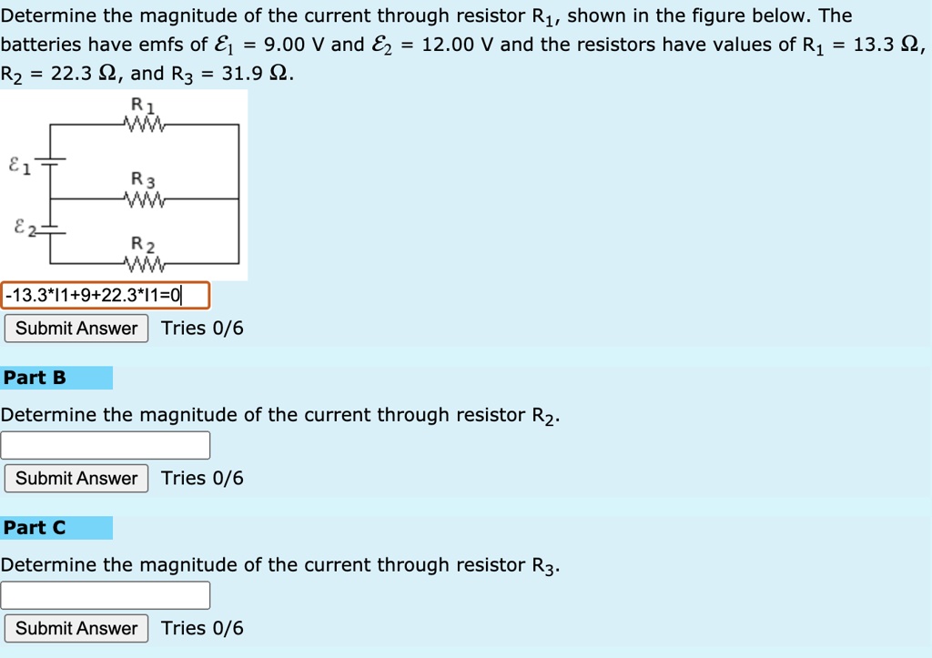 Solved Determine The Magnitude Of The Current Through Resistor R1