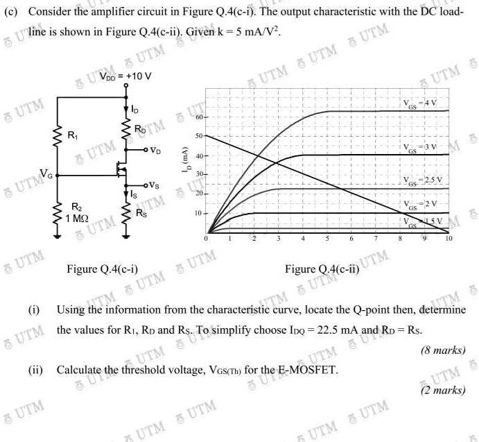 SOLVED: (c) Consider the amplifier circuit in Figure QA(c-i). The output characteristic with the ...