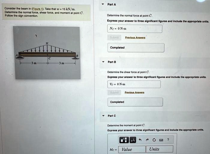 Part A Consider the beam in Figure 1. Take that = 15 kN/m. Determine ...