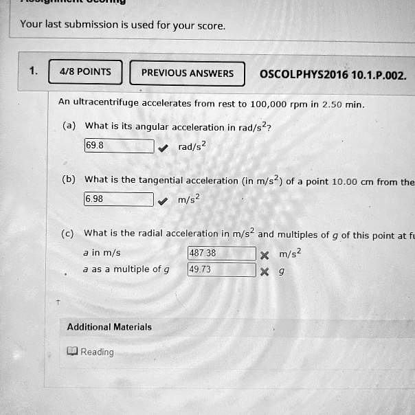 Solved Your Last Submission Is Used For Your Score 48 Points Previous Answers Oscolphys2016 1373