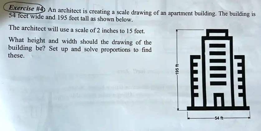 SOLVED: Exercise #A An architect is creating scale drawing 54 feet wide ...