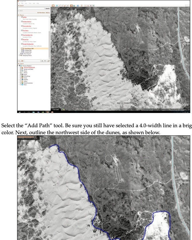 using the ruler tool in google earth measure in feet how far the sand ...