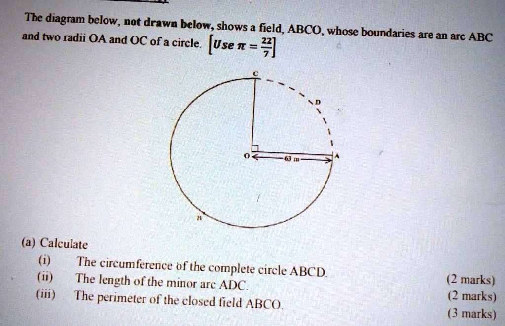 The diagram below, not drawn below, shows a field, ABCO, whose ...
