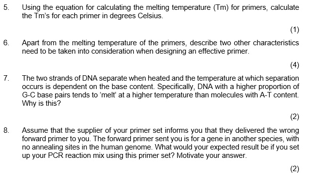Solved Using The Equation For Calculating The Melting Temperature Tm