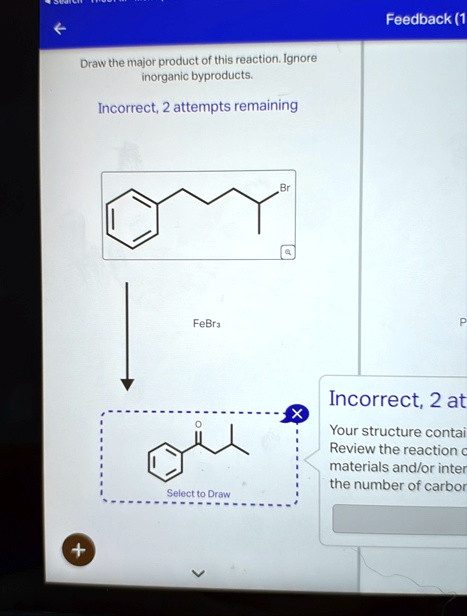 draw the major product of this reaction ignore inorganic byproducts ...