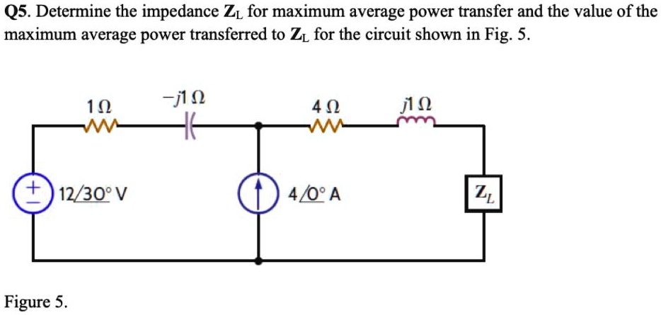 SOLVED: Q5. Determine the impedance ZL for maximum average power ...