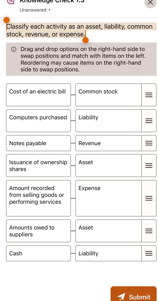 SOLVED: Unanswered Classify each activity as an asset, liability ... SOLVED: Unanswered Classify each activity as an asset, liability ...