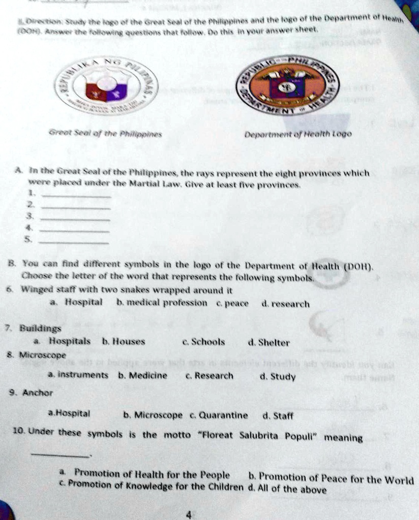 L. Direction: Study the logo of the Great Seal of the Philippines and ...