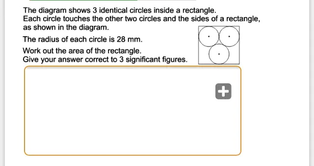 SOLVED: The diagram shows 3 identical circles inside a rectangle Each ...