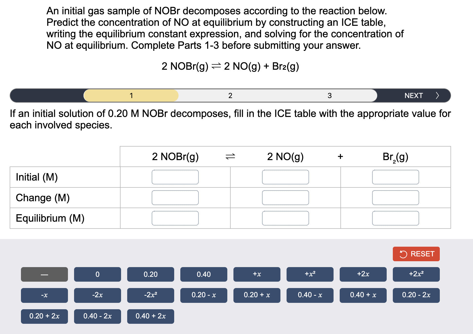 An initial gas sample of NOBr decomposes according to the reaction ...