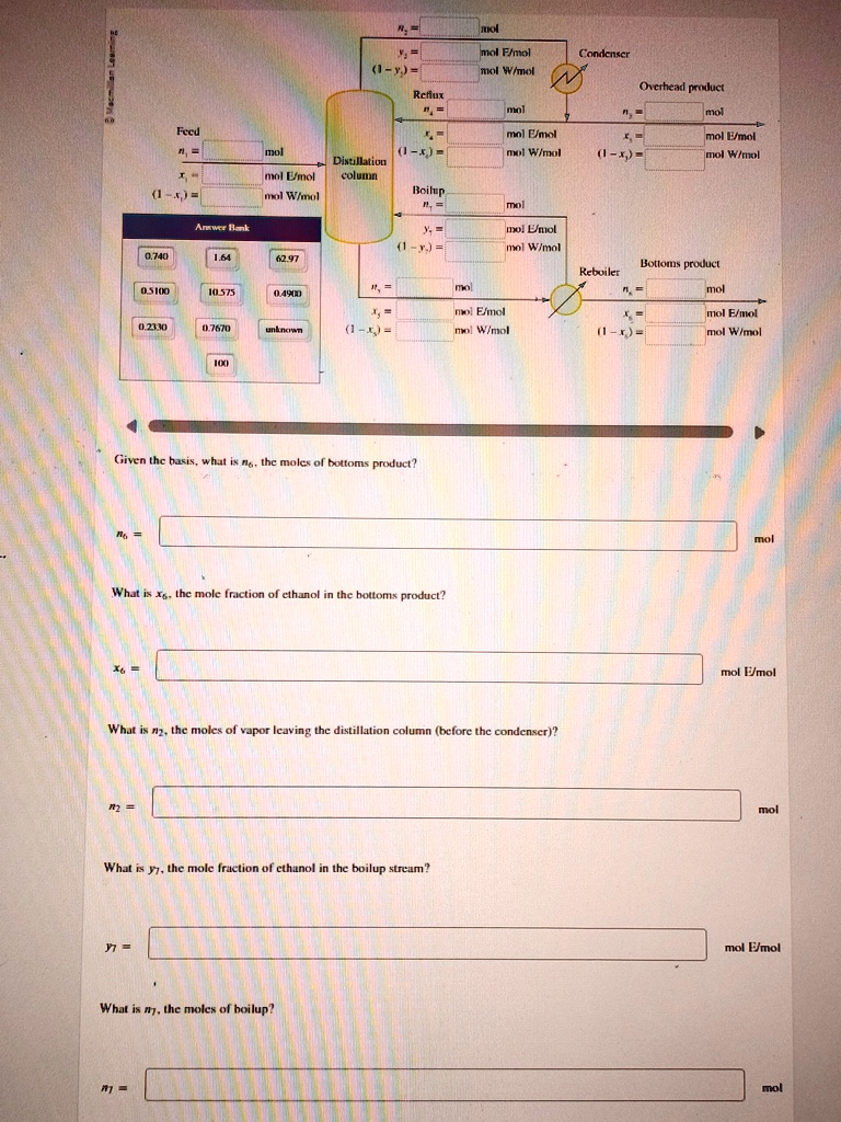 SOLVED: A distillation column, as shown in the figure, is a device used ...