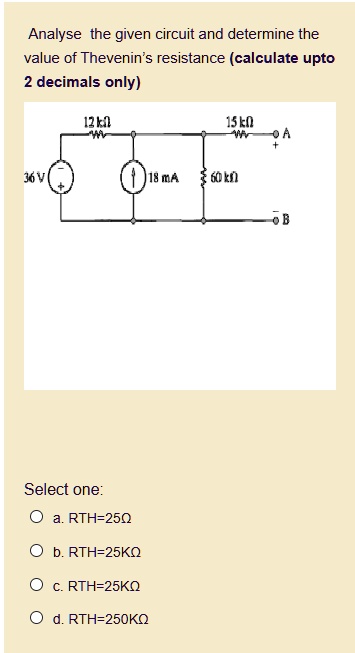 Analyse the given circuit and determine the value of Thevenin's ...