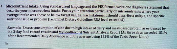 micronutrient intake using standardized language and the pes format ...