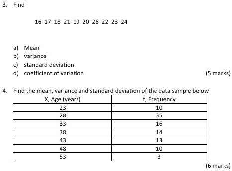 SOLVED: Find 16 17 18 21 19 20 26 22 23 24 Mean variance standard ...
