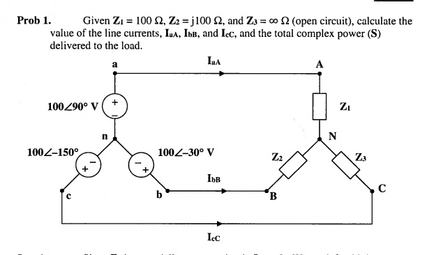 SOLVED: Prob 1. Given Z1=100, Z=j100, and Z3=open circuit, calculate ... SOLVED: Prob 1. Given Z1=100, Z=j100, and Z3=open circuit, calculate ...