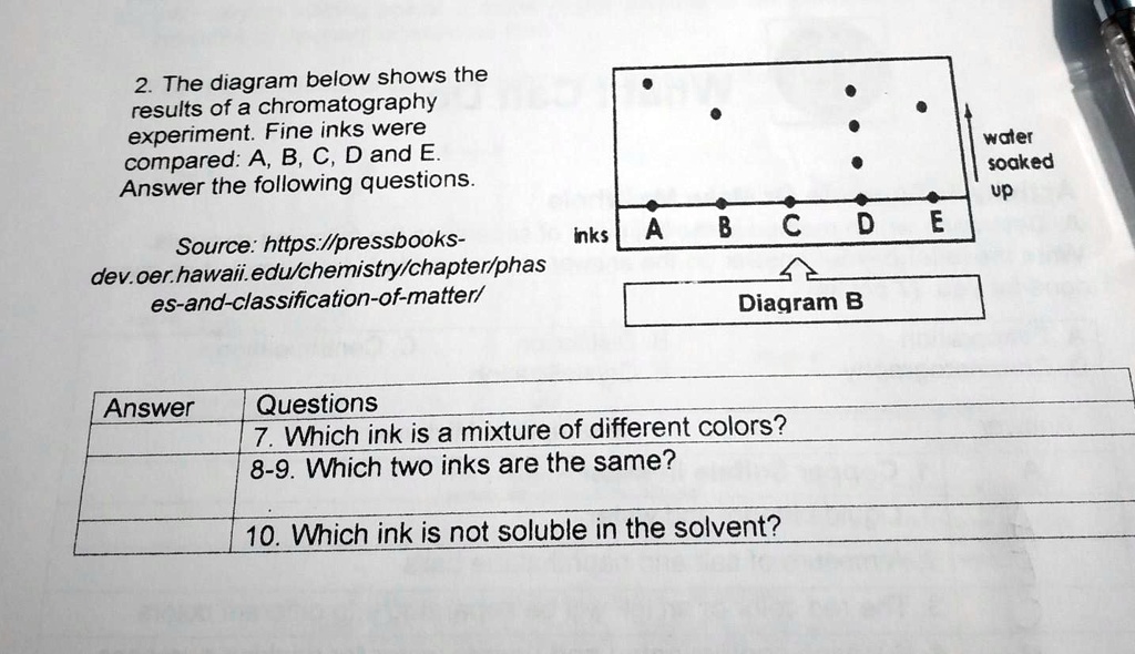 The diagram below shows the results of a chromatography experiment ...