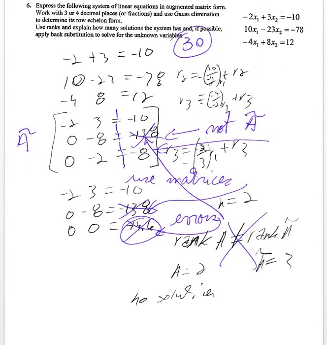 SOLVED: 6. Express the following system of linear equations in ...
