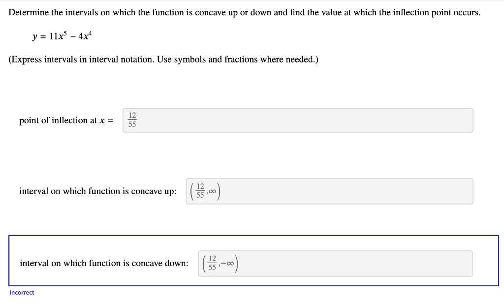 SOLVED: Determine the intervals on which the function is concave up or ...