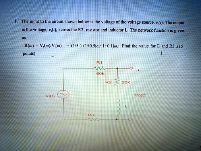 1. The input to the circuit shown below is the voltage of the voltage source, vi(t). The output ...