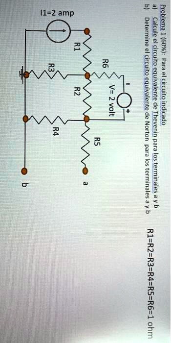 1I=2 amp Problema 1 (60%): Para el circuito indicado a) Calcule el ...