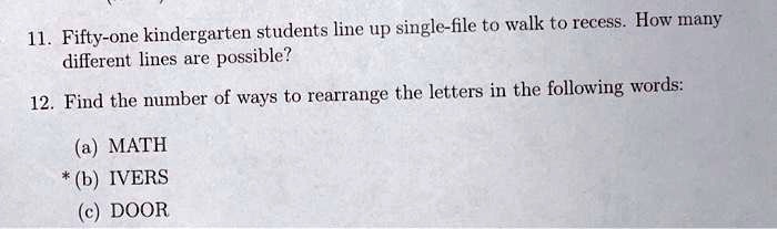 SOLVED: Students line up single-file to walk to recess. How many fifty ...